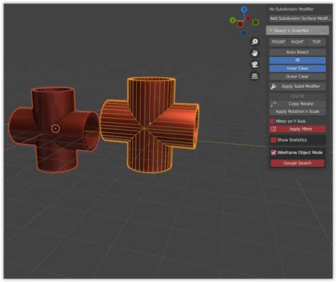 using bisect mirror and merge r blender