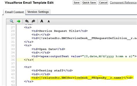Bmc Helix Remedyforce How To Add Staff Name To Visualforce Email