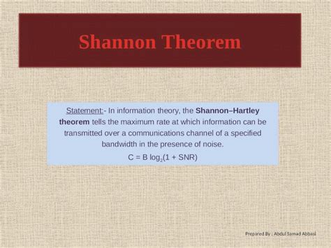Pptx Shanon Theorem And Free Space Path Loss Theory Dokumen Tips