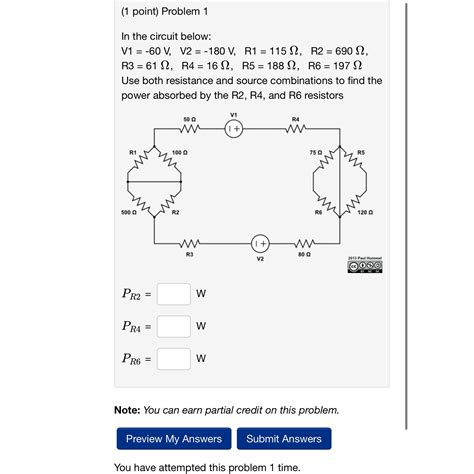 solved 1 ﻿point ﻿problem 1in the circuit