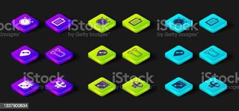 세트 캘린더 피트니스 보디 빌더 근육 위치 체육관 가슴 익스팬더 스포츠 교육 프로그램 및 스톱워치 아이콘 벡터 0명에 대한 스톡