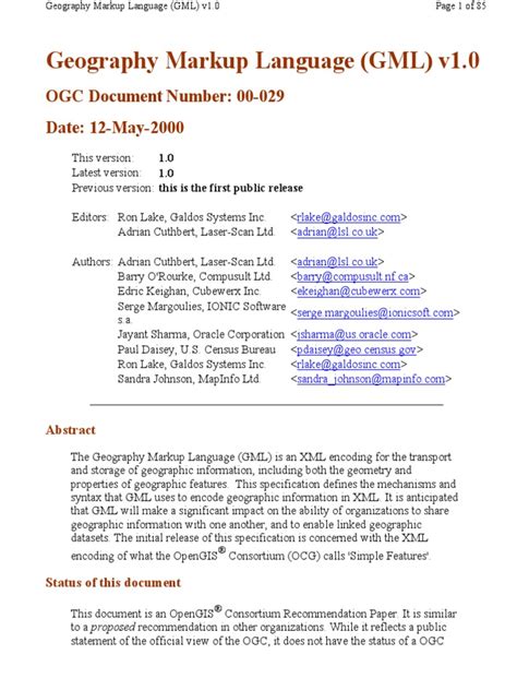 Gml Gml1 Pdf Xml Schema Xml