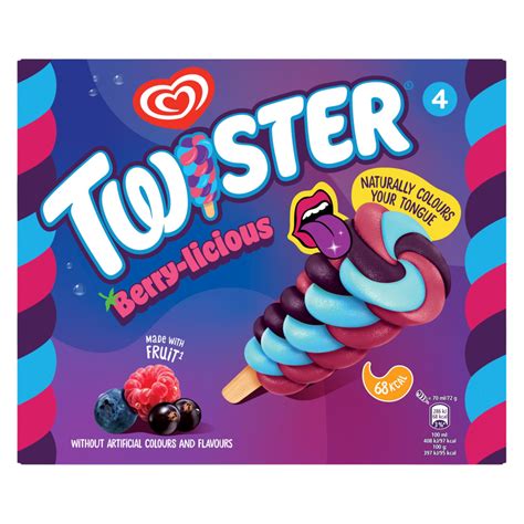 Twister Berry Licious Ice Lollies 4 X 70ml Ice Cream Fast Delivery