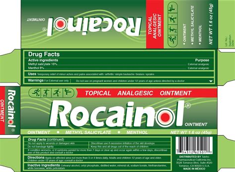 Rocainol Topical Analgesic Ointment Compania Internacional De