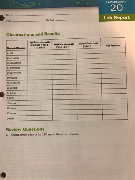 solved experiment 20 name lab report date section