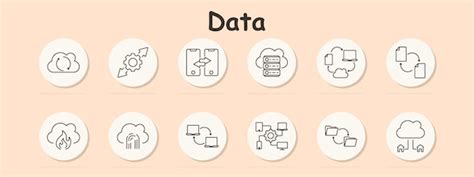 Premium Vector Data Set Icon Cloud Storage Data Transfer Servers Synchronization Documents