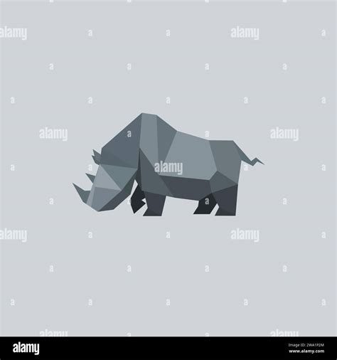 a rhino designed in low poly to create a pseudo 3d effect the