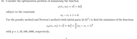 Solved 31 Consider The Optimization Problem Of Minimizing