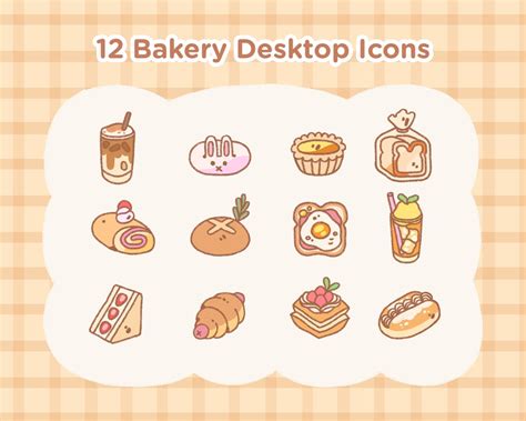 Cozy Bakery Desktop Icons For Mac And Windows Digital Download Cute