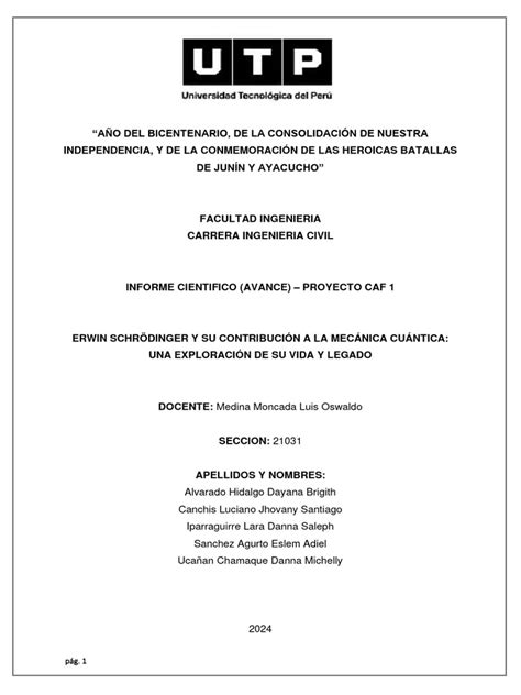 Contribuciones De Schrödinger A La Mecánica Cuántica Pdf Ecuación