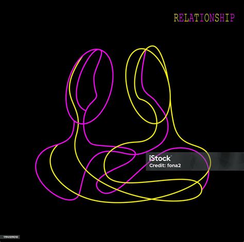관계 컨셉 한 줄로 연결된 두 명의 선명한 유색인종 남녀 창의적 현대 적 아이디어 2명에 대한 스톡 벡터 아트 및 기타 이미지 2명 가족 개념 Istock
