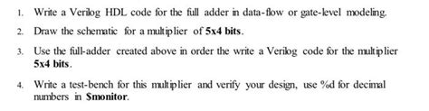 Solved Write A Verilog HDL Code For The Full Adder In Chegg Com