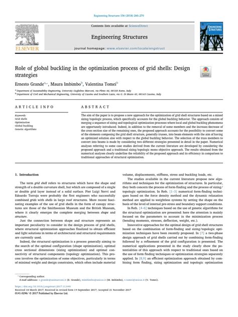 role of global buckling in the optimization process of grid shells