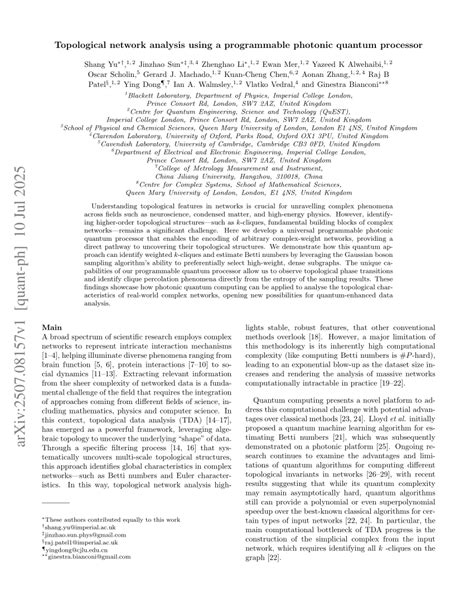 Pdf Topological Network Analysis Using A Programmable Photonic