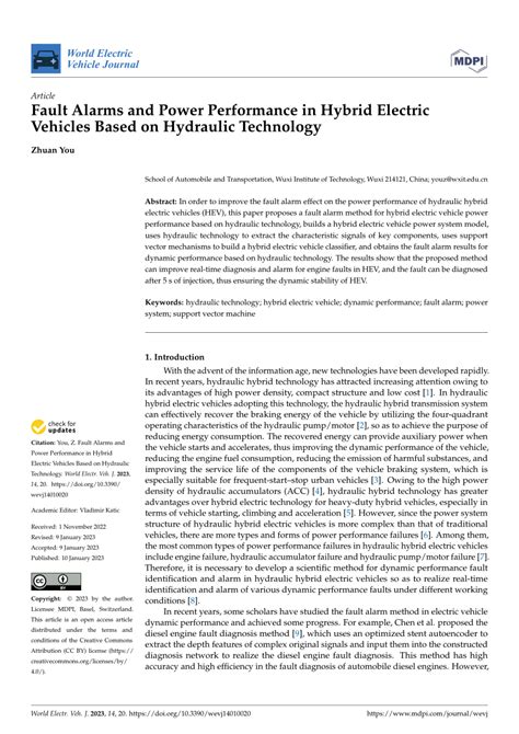 Pdf Fault Alarms And Power Performance In Hybrid Electric Vehicles