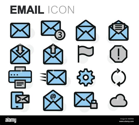 Vector Flat Line Email Icons Set On White Background Stock Vector Image And Art Alamy