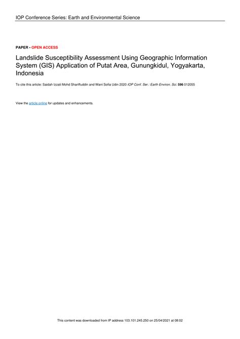 Pdf Landslide Susceptibility Assessment Using Geographic Information System Gis Application
