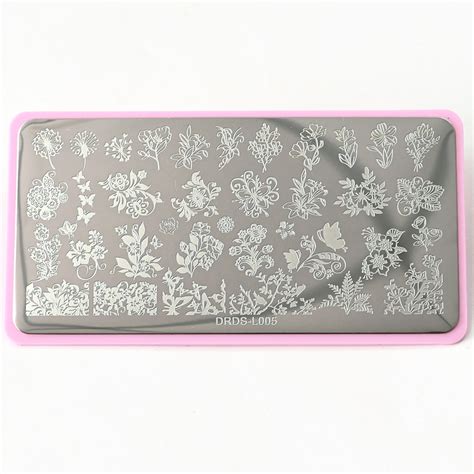 Badu Bg 1 бр Плочи за щамповане на нокти с цветни растения Декоративен