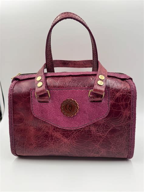 Handmade Plum Leather Top Handle Purse Etsy