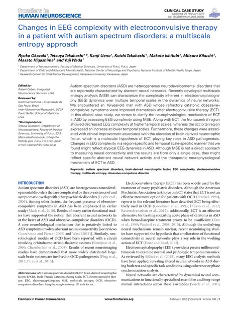 PDF Changes In EEG Complexity With Electroconvulsive Therapy In A Patient With Autism Spectrum