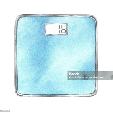 스케일 수채화 그림입니다 흰색 배경에 격리된 욕실 바닥을 위한 손으로 그린 피트니스 장비 체중 감량 조절을 위한 스포츠 균형의 클립 아트 비만을 주제로 한 그림 가냘픈에
