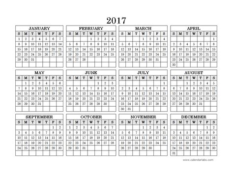 Yearly Calendar 2017 Printable Templates Free Printable