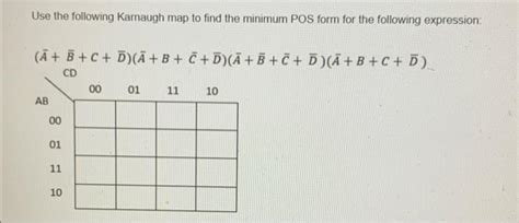 Solved Use The Following Karnaugh Map To Find The Minimum Chegg