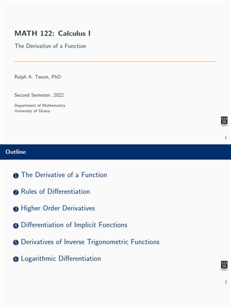 Math 122 Calculus I The Derivative Of A Function Download Free Pdf Function Mathematics