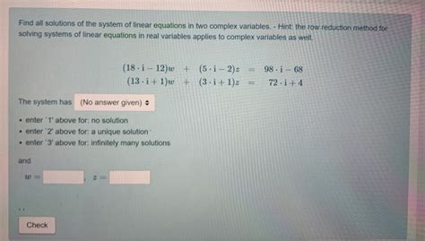 Solved Find All Solutions Of The System Of Linear Equations Chegg Com