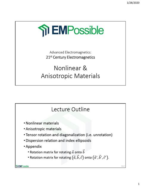 Lecture Nonlinear And Anisotropic Materials Pdf Nonlinear Optics Waves