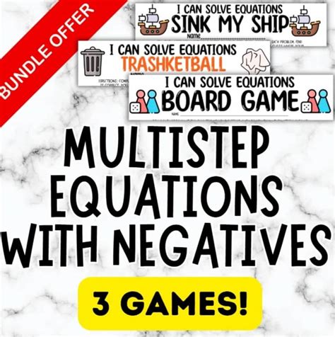 Solving Multi Step Equations Multistep Equations With Negatives Games