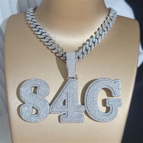 Iced Out Diamond Custom Name Pendant With Cuban Chain Hip Hop Jewelry
