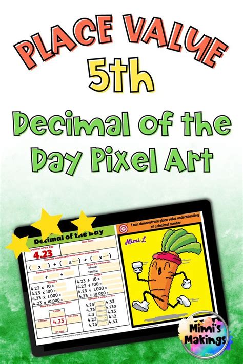 5th place value self checking decimal of the day pixel art activity