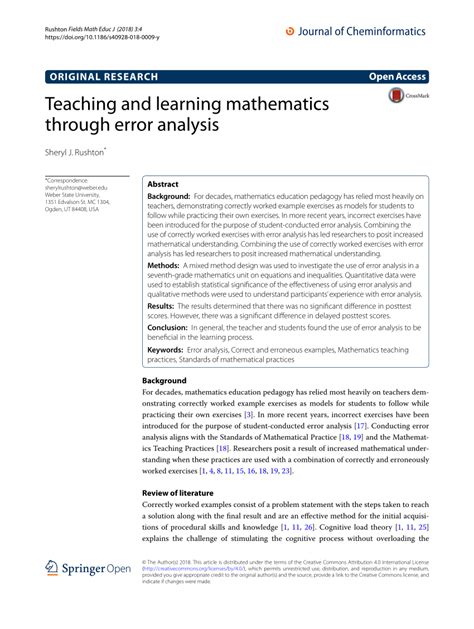pdf teaching and learning mathematics through error analysis