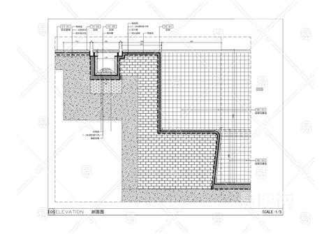 泳池溢水槽节点详图 素材下载 易图网cad设计图纸库