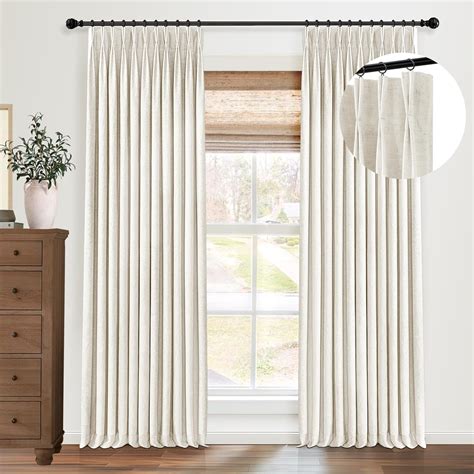 Capaloca Linen Pinch Pleated Curtains 100 Blackout Pinch Pleat Curtains 96 Inches