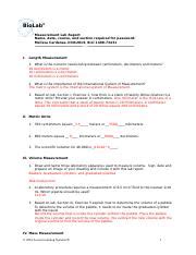 Measurement LR Doc BioLab Measurement Lab Report Name Date Course And Section Required For