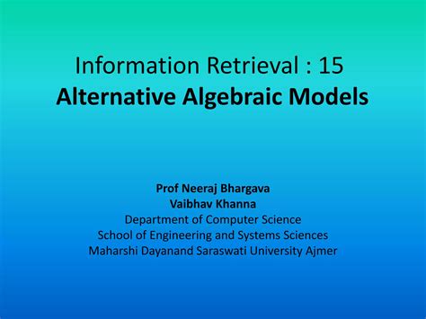 Information Retrieval 15 Alternative Algebraic Models Pptx
