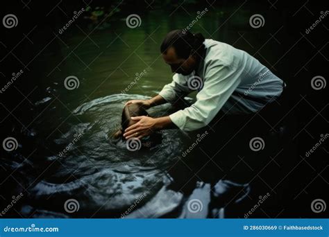 River Baptism. "in the Name of the Father, and of the Son, and of the Holy Spirit" Stock ...