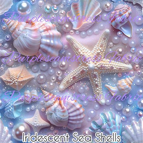 Iridescent Seashells Purpleseamstress Fabric