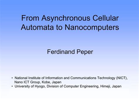 Ppt From Asynchronous Cellular Automata To Nanocomputers Powerpoint