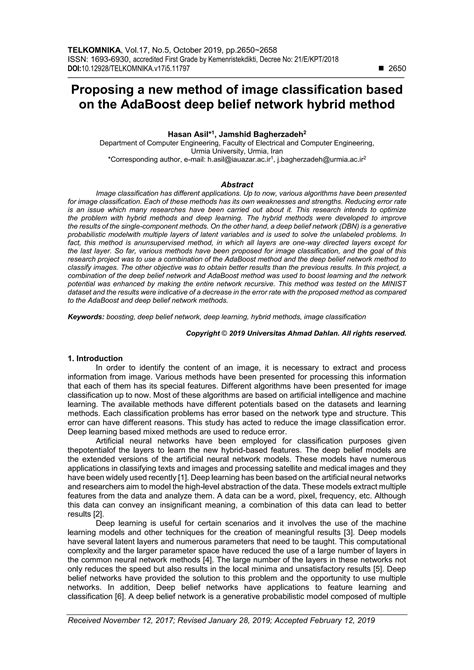 Proposing A New Method Of Image Classification Based On The Adaboost Deep Belief Network Hybrid