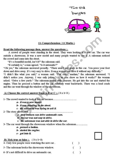 Esl Intermediate Reading Comprehension Worksheets Reading