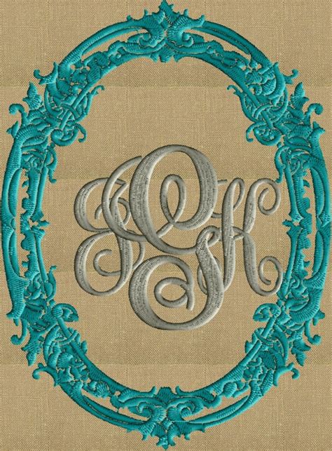Baroque Scroll Font Frame Monogram Embroidery Design Font Not