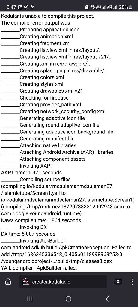 Yail Compiler Apkbuilder Failed Discuss Kodular Community