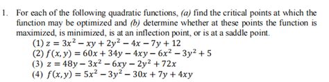 Solved For Each Of The Following Quadratic Functions A Chegg