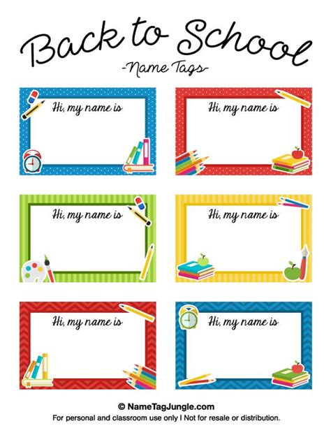 Free Printable Back To School Name Tags The Template Can Also Be Used For Creating Items Like