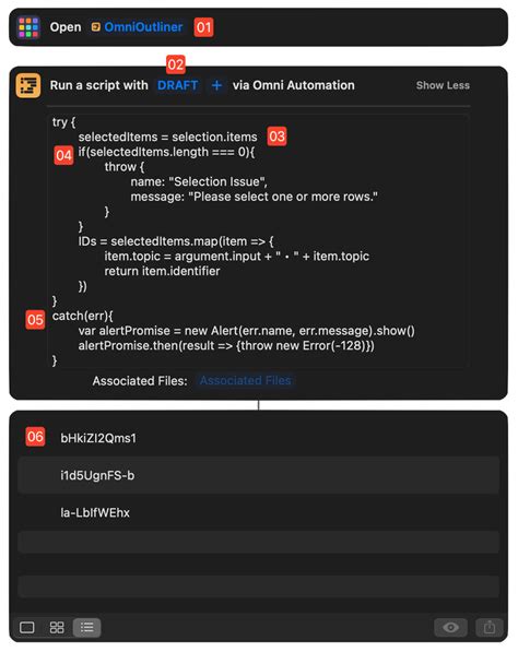 Omni Automation Script Action Selection Parameter