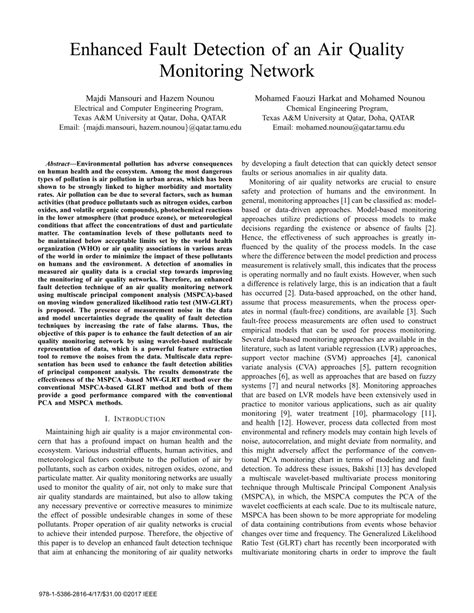 pdf enhanced fault detection of an air quality monitoring network