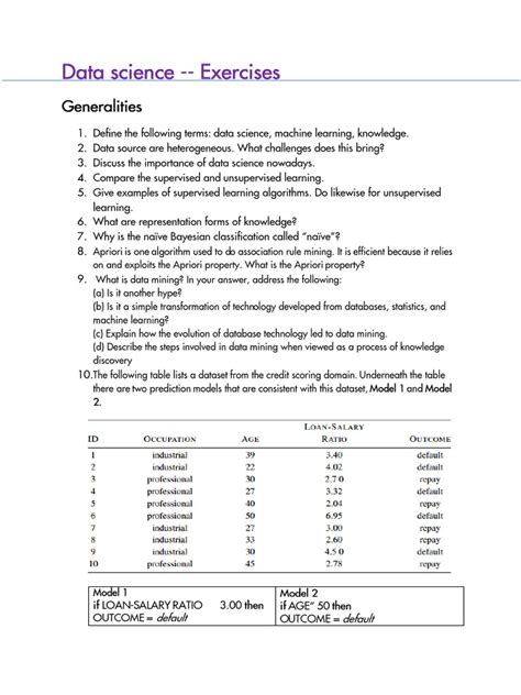 Exercises Data Science 1 Pdf